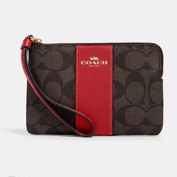 Coach | Bags | Coach Corner Zip Wristlet In Signature Canvas | Poshmark